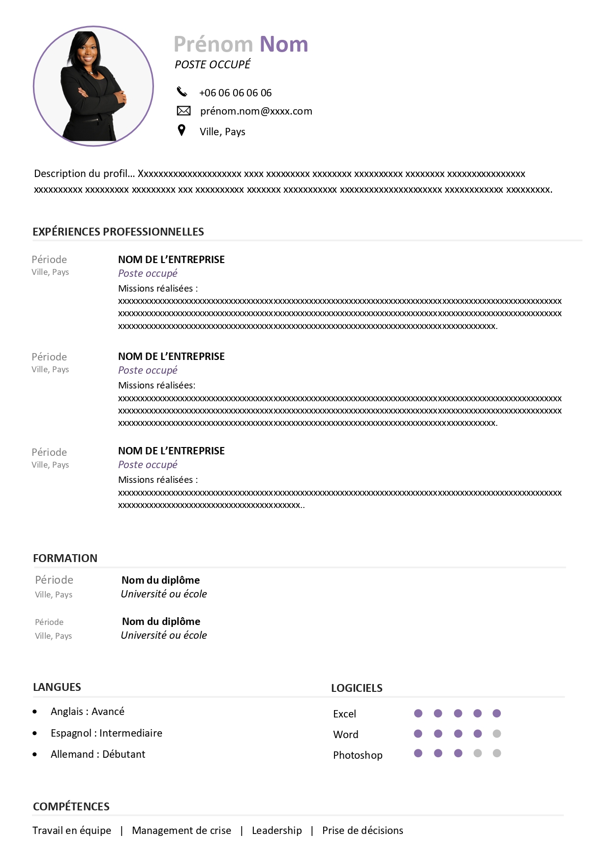 Exemple Cv Moderne gratuit - Offre-emploi.sn