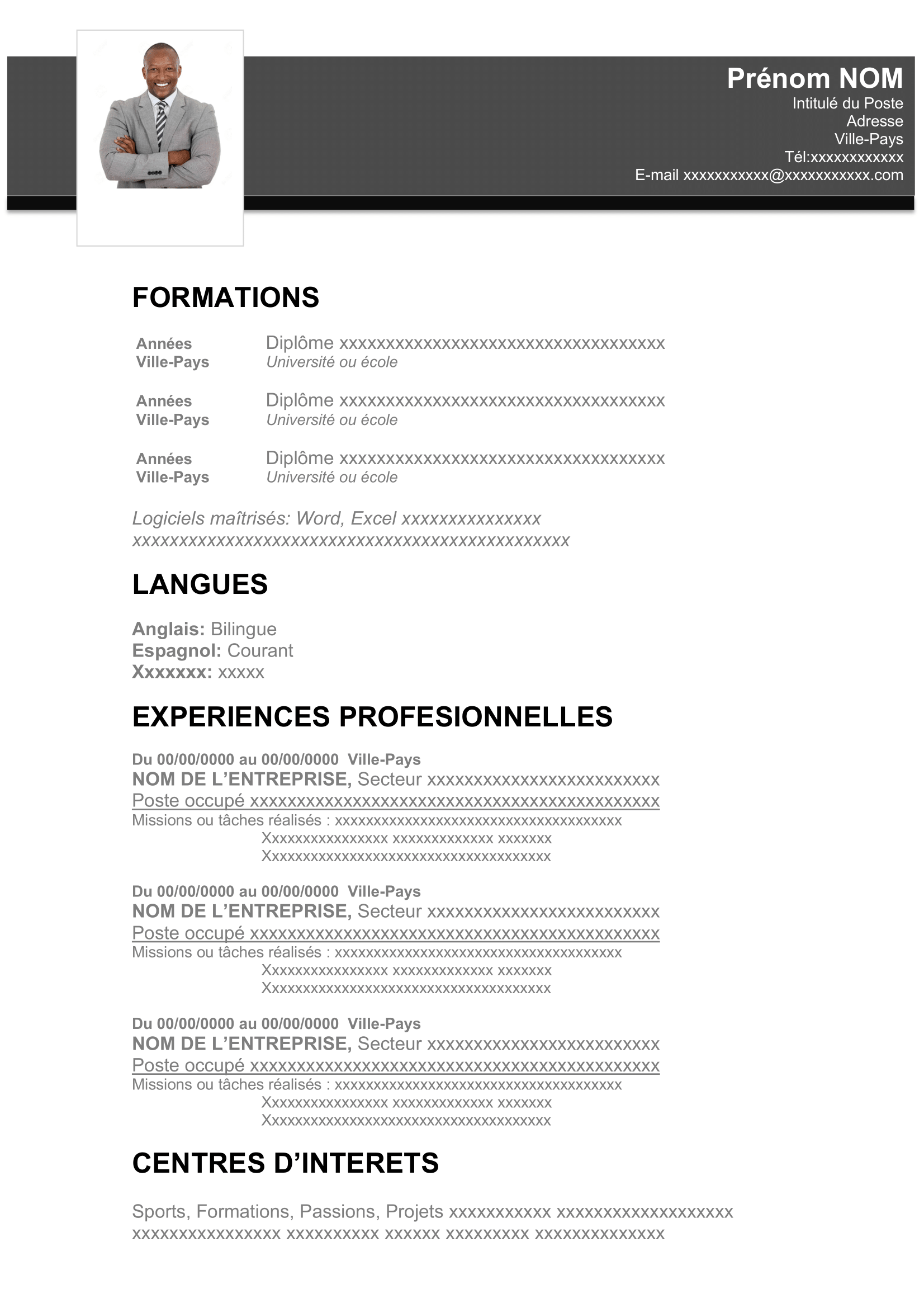 Exemple de Cv Professionnel - Offre-emploi.sn